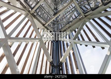 Steel construction frame beam with connecting screw bolts and nuts ...