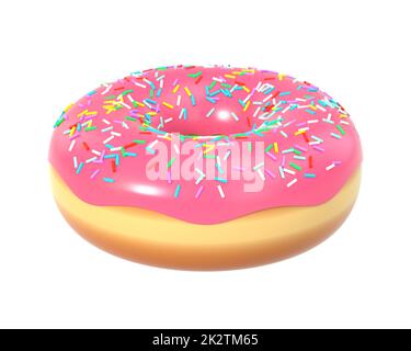 Donut illustration with pink icing and sprinkles on purple background ...