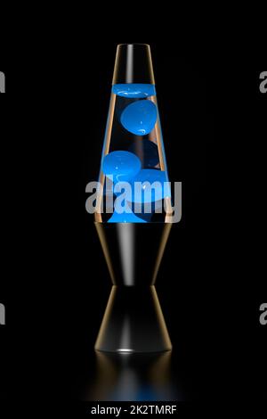 Blue lava lamp, black background, horizontal format with copy space ...