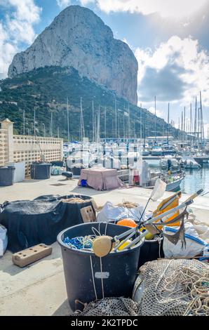 View of the fishing port of Calpe, Spain Stock Photo - Alamy