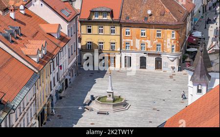 Kranj Main Square Fountain Stock Photo - Alamy