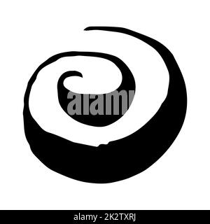 Swirl symbol, hand painted with ink brush, isolated on white background ...