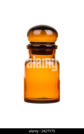 Antique apothecary amber glass jar / bottle with Hydrargyrum Chloride ...