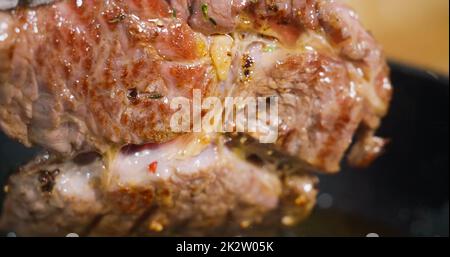 Cooked Beef Meat Looks Very Tasty Close Up About Food Art. Macro steak ...