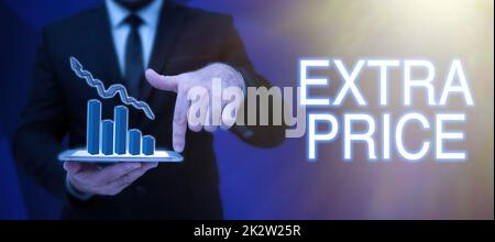 Writing displaying text Extra Price. Conceptual photo extra price ...