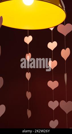 beautiful red hearts on yellow background, isolated, love concept Stock ...
