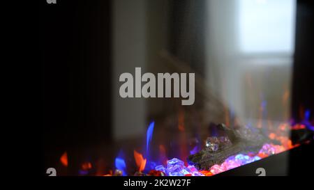 electric fireplace with artificial sparkling flame, decor for the ...