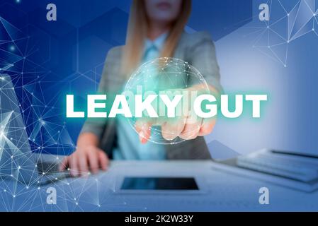 Conceptual caption Leaky Gut. Conceptual photo A condition in which the ...