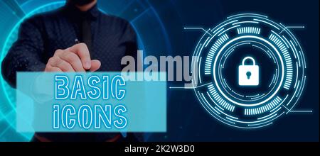 Sign displaying Basic Icons, Word Written on pictogram or ideogram ...