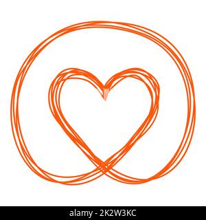 Tangled grungy red heart scribble isolated on white background Stock ...