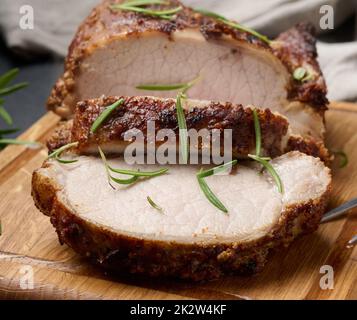 Cut raw eye round meat over white plate with seasonings Stock Photo - Alamy
