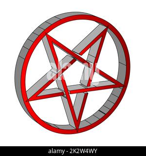 Red Pentagram 3D - Five-pointed geometric star figure that can be drawn ...