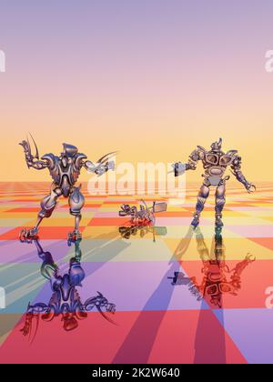 Alien robots in a distant world Stock Photo - Alamy