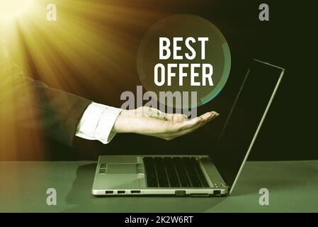 Writing displaying text Best Offer. Word Written on To convince someone ...