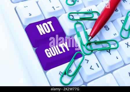 Handwriting text Not Guilty. Business overview someone is innocent ...