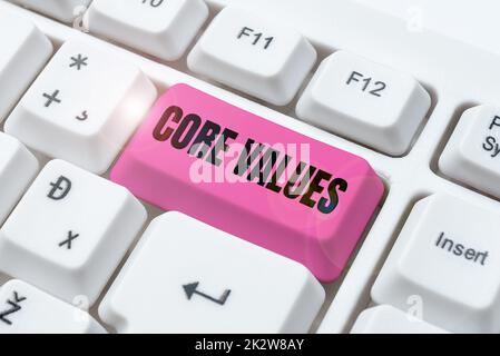 Text sign showing Core Values. Business idea belief person or ...