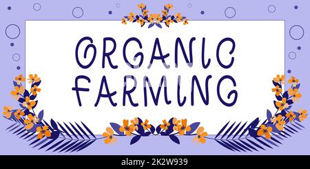 Conceptual display Organic Farming. Word Written on an integrated ...