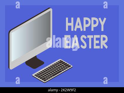 Sign displaying Happy Easter. Word Written on Christian feast ...