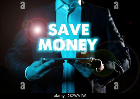 Text caption presenting Save Money. Conceptual photo store some of your ...