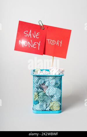 Text caption presenting Save Money. Internet Concept store some of your ...