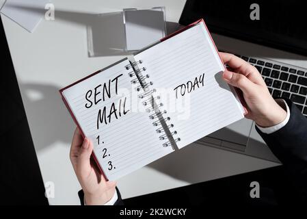Inspiration showing sign Sent Mail. Concept meaning Event where a ...
