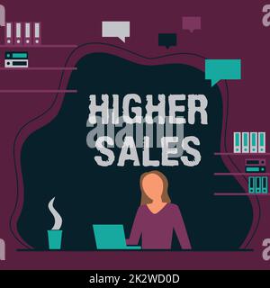 Sign displaying Higher Sales, Conceptual photo The average sold ...