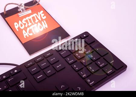 Text caption presenting Positive Action. Business idea doing good ...