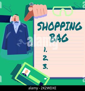 Text showing inspiration Shopping Bag. Concept meaning Containers for ...