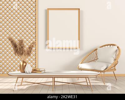 Mock up poster frames with wooden wall panel Stock Photo - Alamy