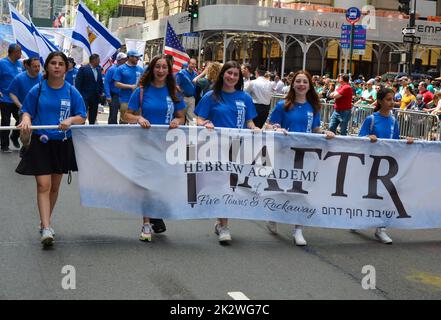 A view of annual Israel Day Parade along Fifth Avenue in New York City ...