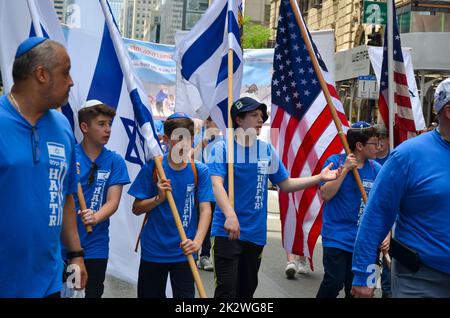 A view of annual Israel Day Parade along Fifth Avenue in New York City ...
