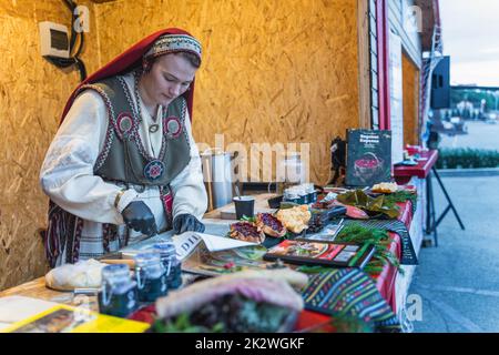 Vladivostok, Russia. 23rd Sep, 2022. People enjoy food at the food ...