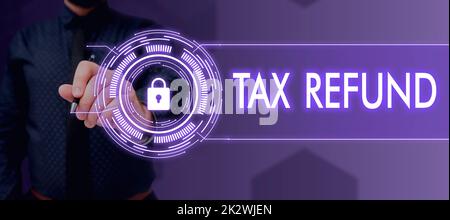 Text showing inspiration Tax Refund, Concept meaning applied when money ...