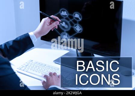 Handwriting text Basic Icons. Business showcase pictogram or ideogram ...