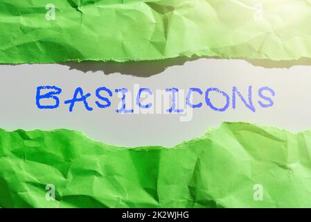 Hand writing sign Basic Icons, Business overview pictogram or ideogram ...