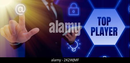 Text caption presenting Top Player. Business showcase being best in ...