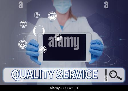 Writing displaying text Quality Service. Business concept how well ...