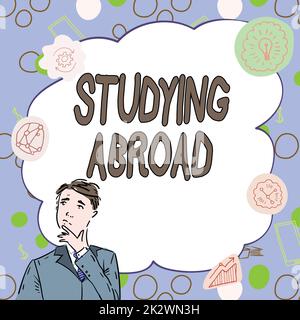 Text sign showing Studying Abroad. Business photo text learn outside of ...