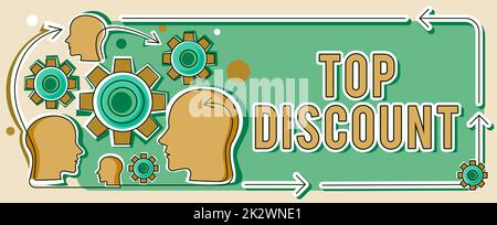 Hand writing sign Top Discount. Conceptual photo Best Price Guaranteed ...