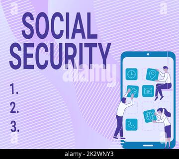 Sign displaying Social Security. Business overview government system ...