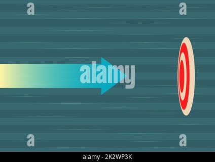 Arrow moving quickly towards aim target representing achieving goal ...
