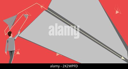 Man in suit sending paper airplane flying symbolizing creative thinking ...