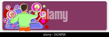 Businessman in suit manipulating circular chart representing strategy ...