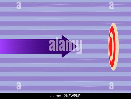 Arrow moving quickly towards aim target representing achieving goal ...