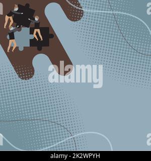 Illustration Of Team Holding Jigsaw Puzzle Pieces Helping Each Others ...