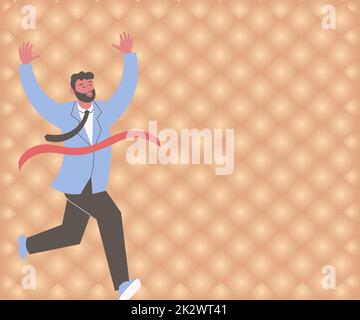 Man running towards the finish line, male runner win the race outdoor ...