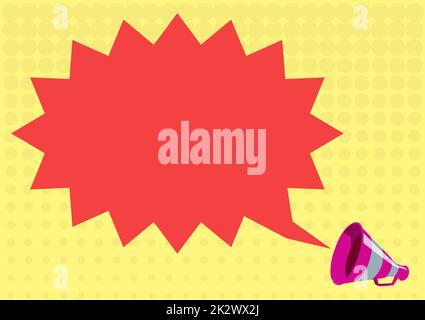 Illustration Of A Spiky Chat Cloud Announced By A Megaphone. Bullhorn ...