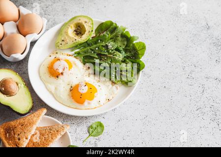 Healthy Breakfast with Wholemeal Bread Toast, Eggs with Green Salad ...