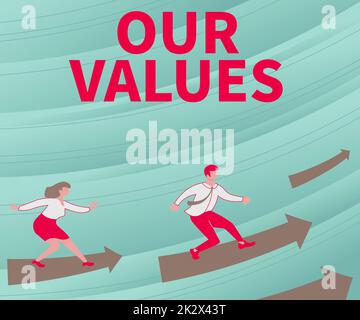 Conceptual display Core Values. Business showcase principles which ...