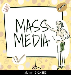 Conceptual caption Mass Media. Internet Concept Group showing making ...